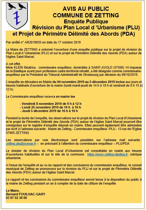 Zetting : site de la commune